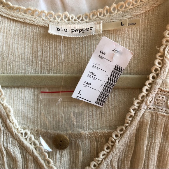 Blu Pepper | Dresses | Nwt Blue Pepper Cream Colored Peasant Dress ...